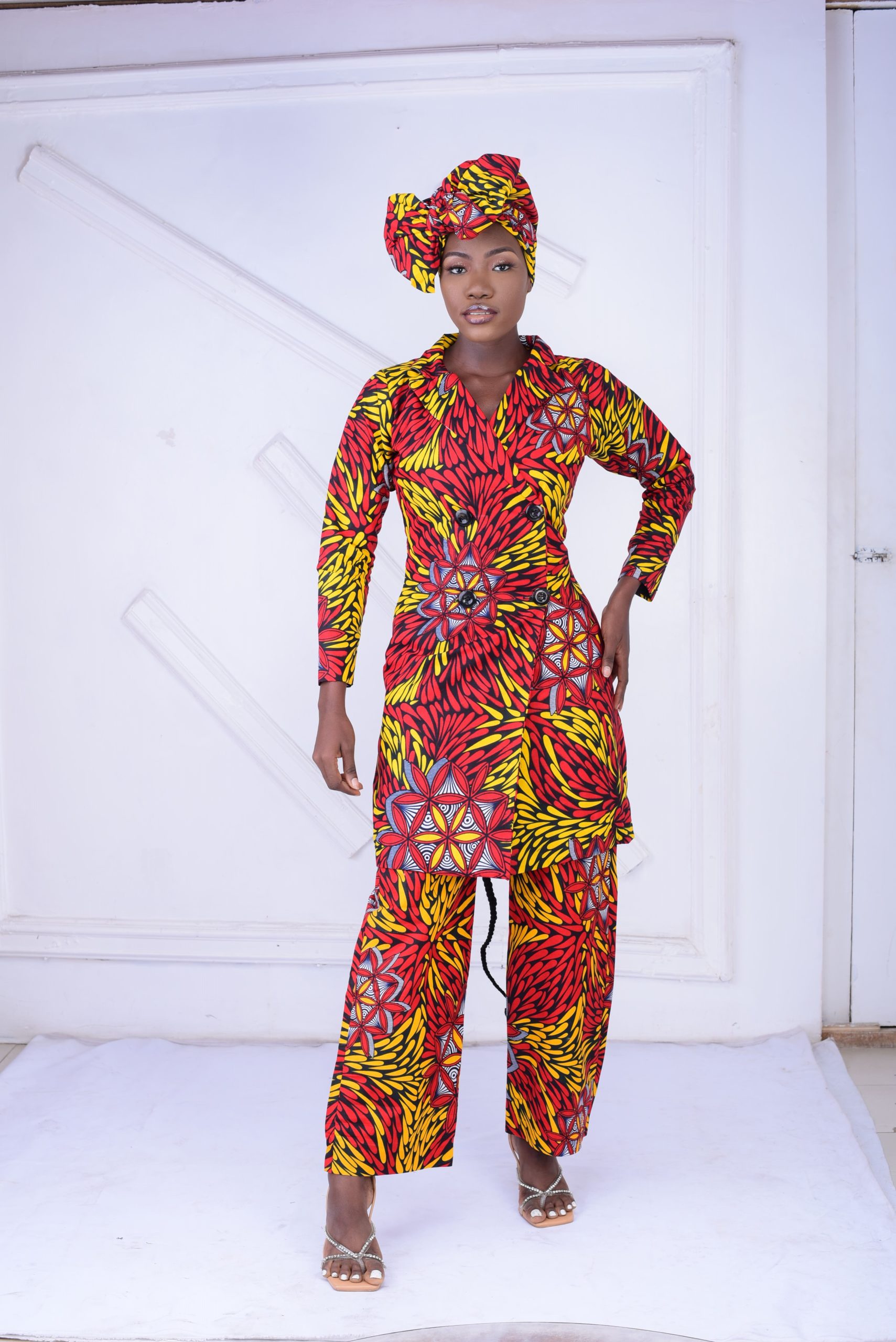 TEMI AFRICAN PRINT PANTS (Headwrap Not Included) | Chocolate Gold