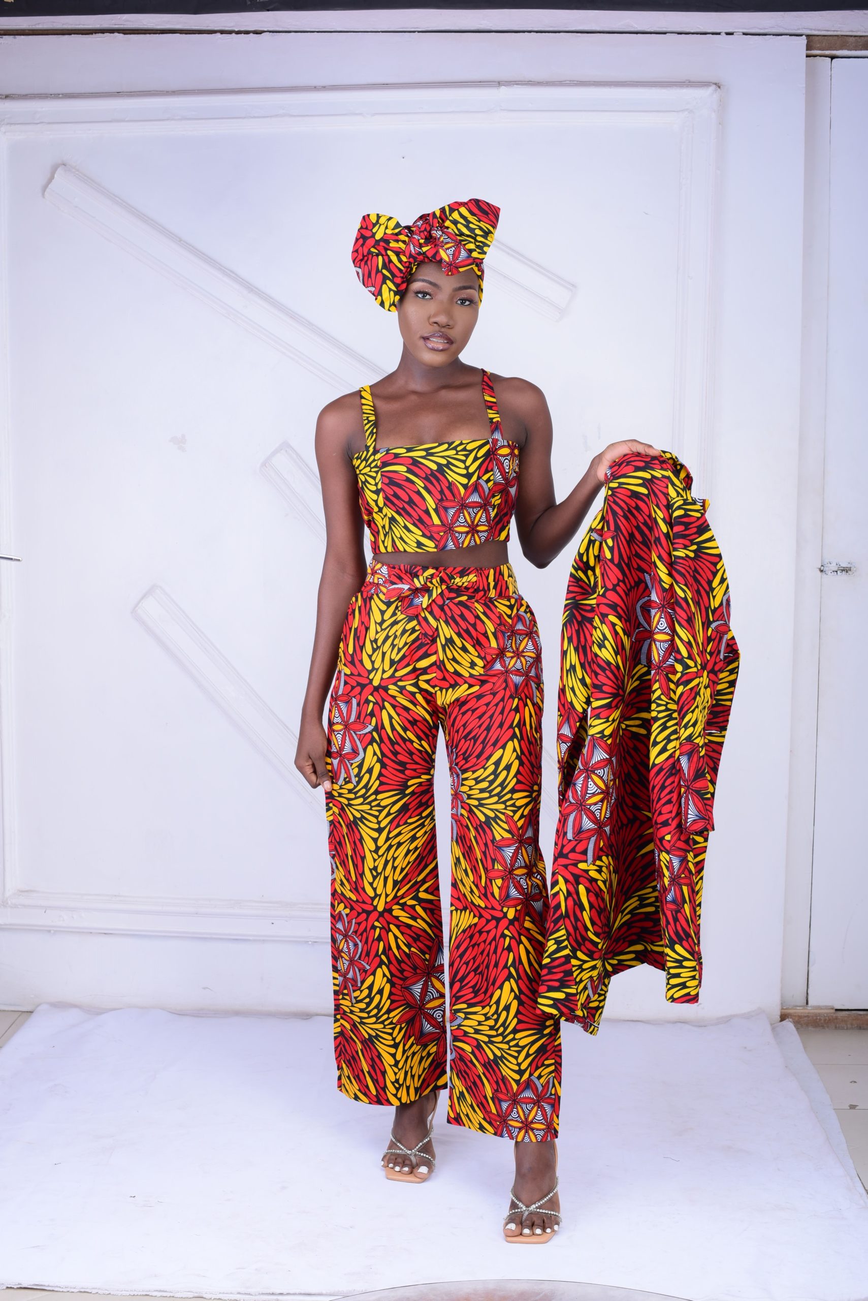 TEMI AFRICAN PRINT PANTS (Headwrap Not Included) | Chocolate Gold