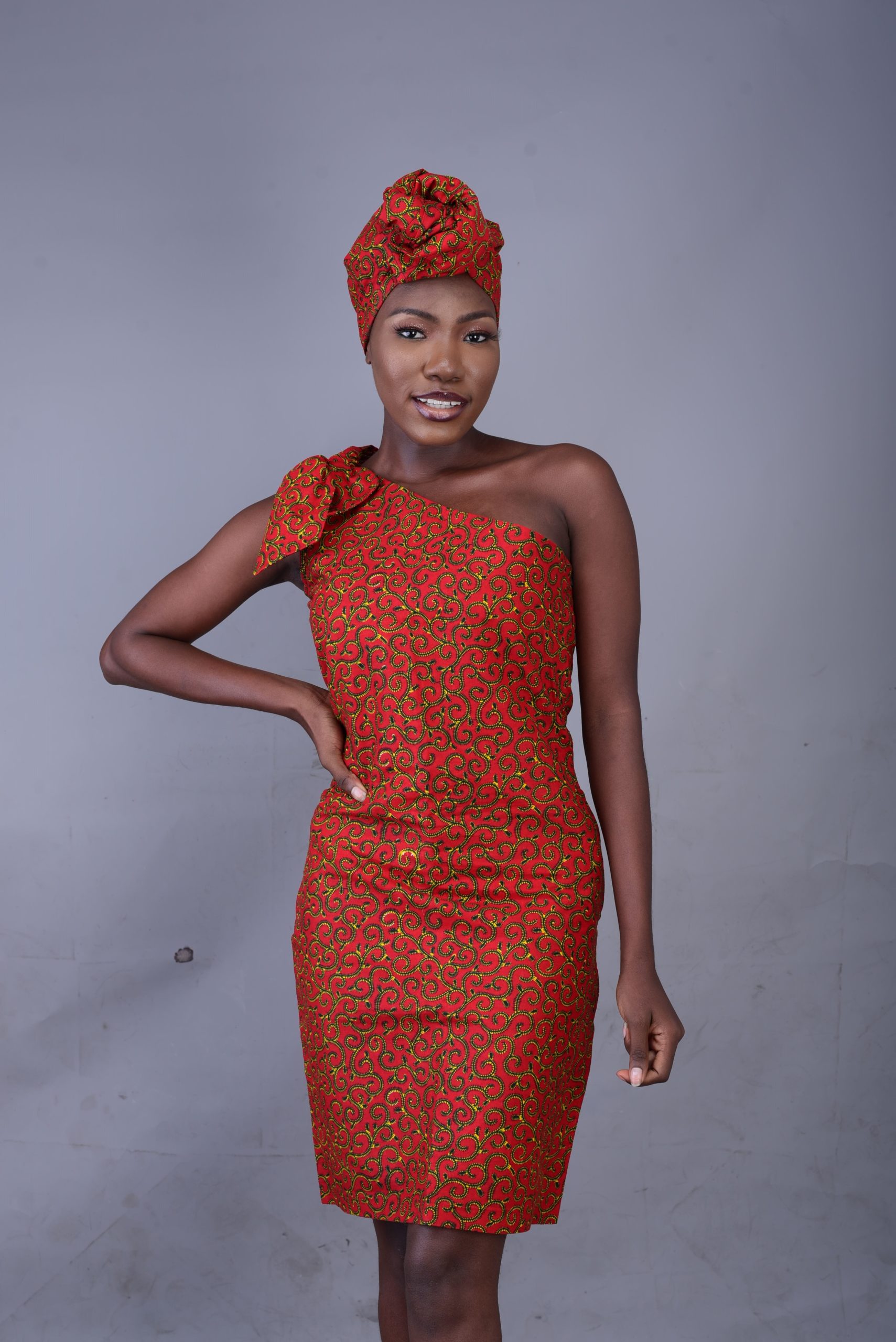 Halima African Print Mini Infinity Dress | Chocolate Gold