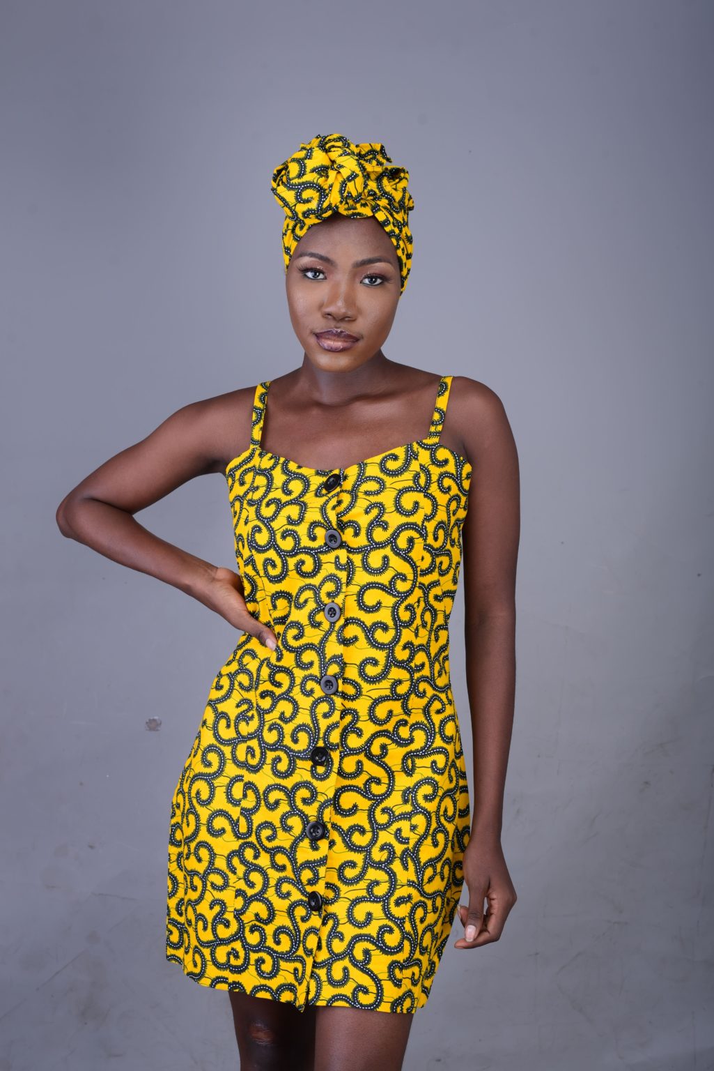 Halima African Print Mini Infinity Dress | Chocolate Gold