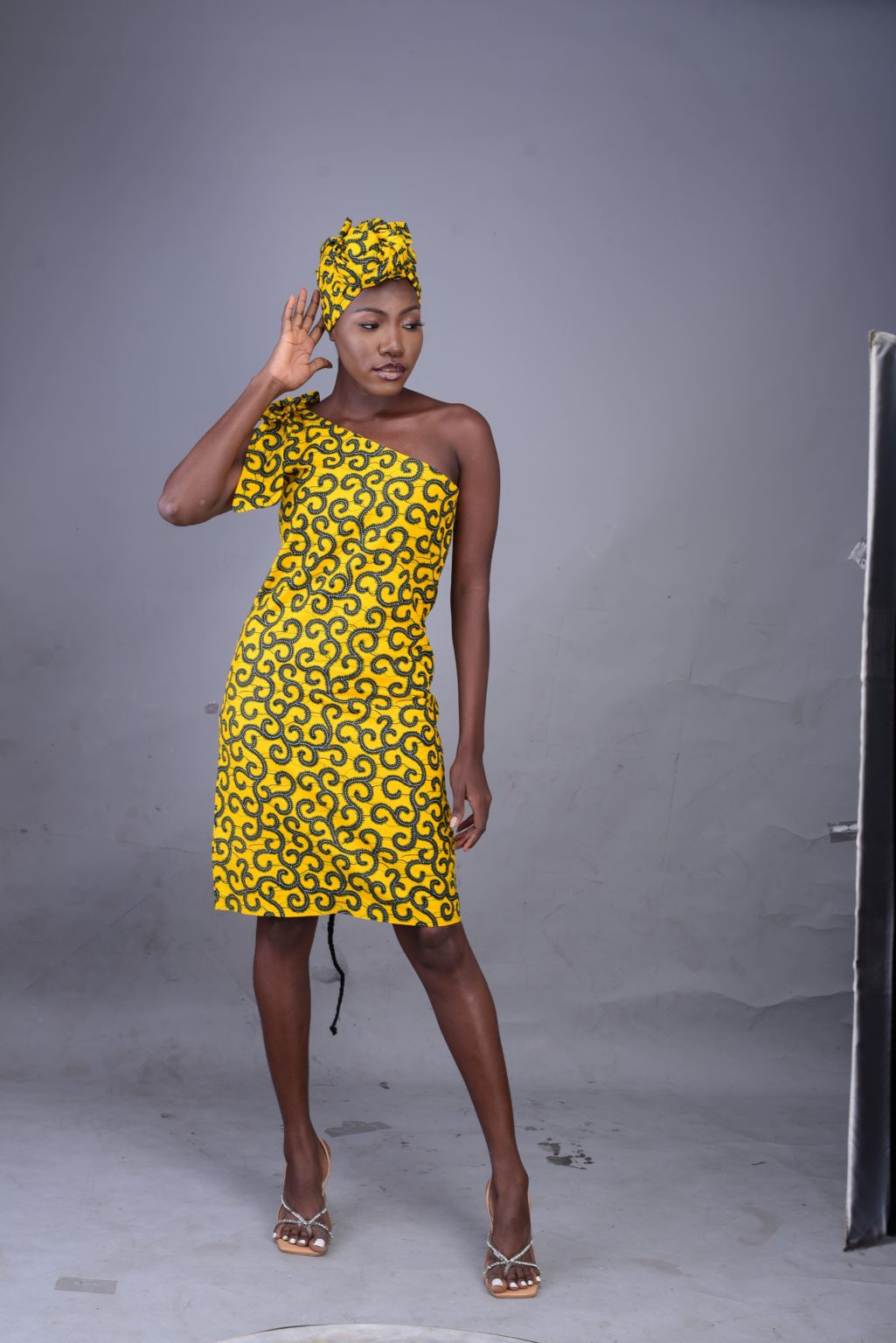 Amaka African Print Mini Infinity Dress | Chocolate Gold