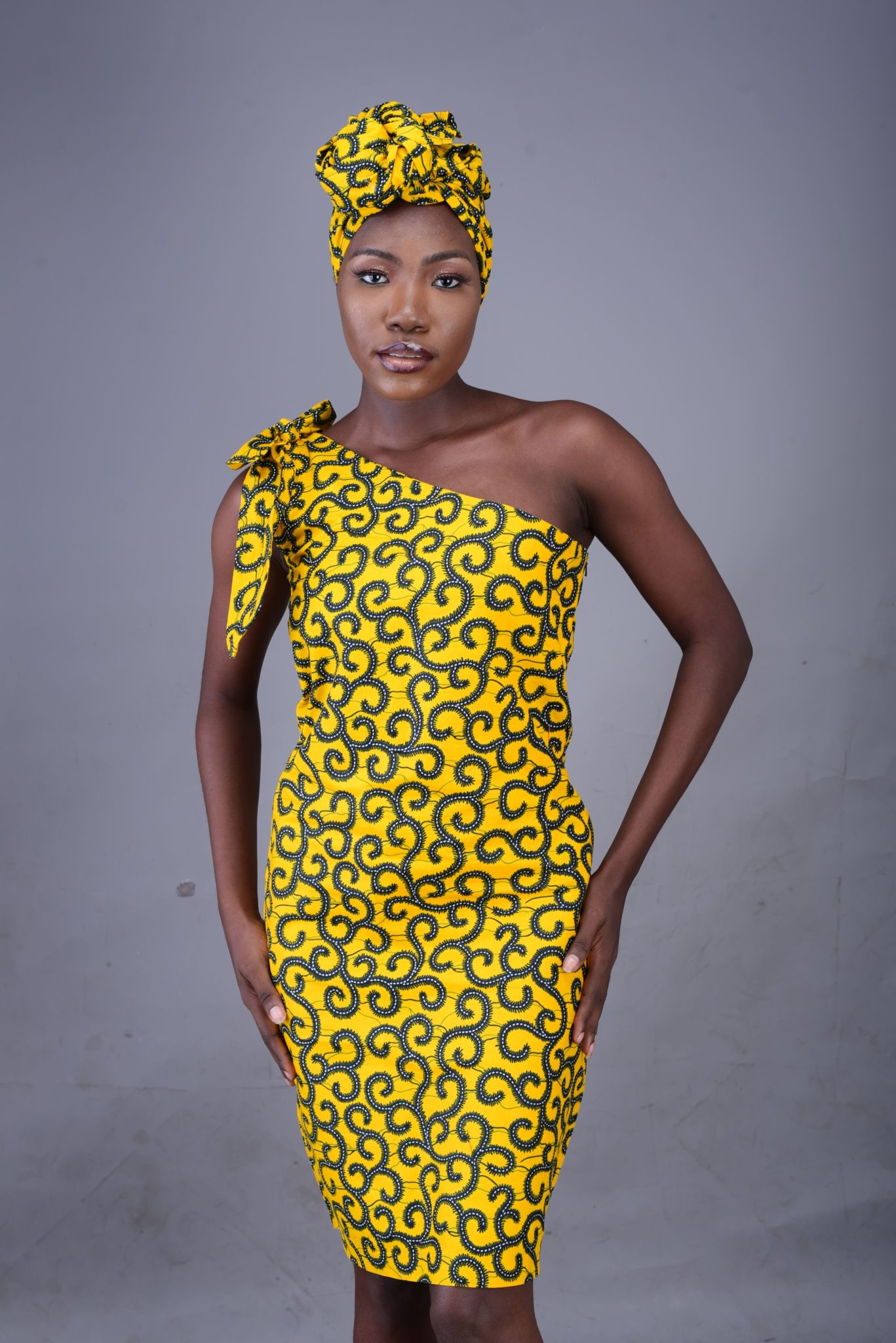 HALIMA AFRICAN PRINT MINI INFINITY DRESS | Chocolate Gold