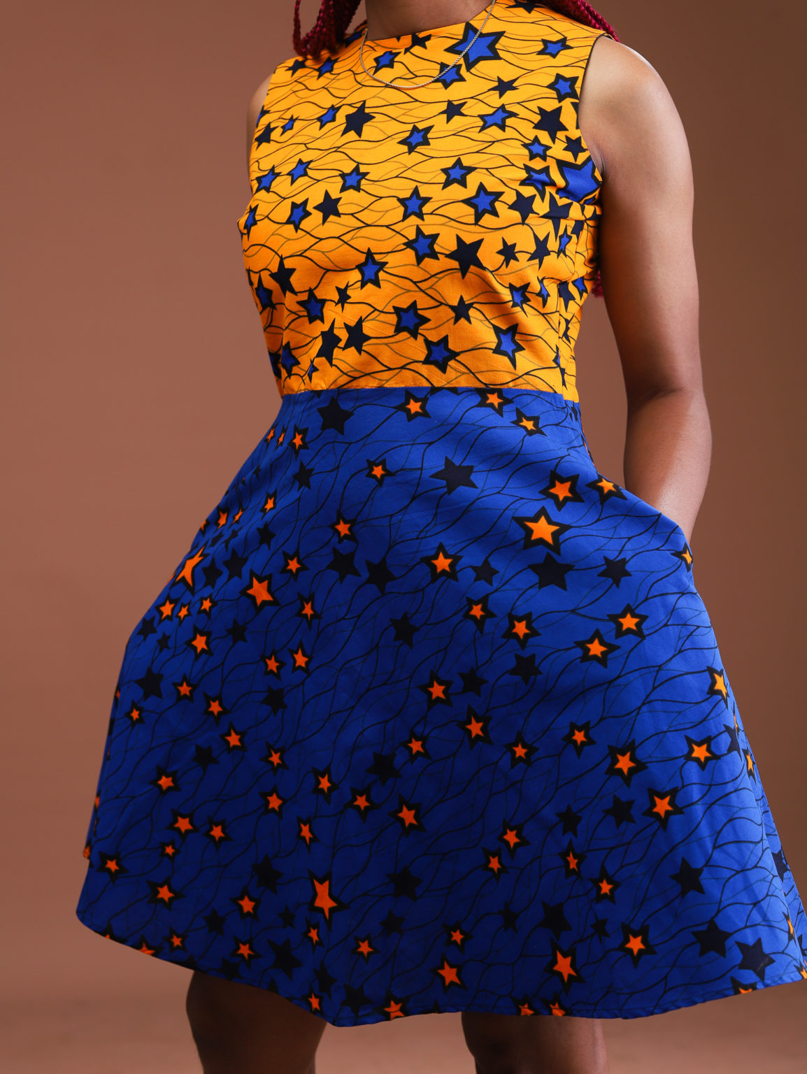 Amaka African Print Mini Infinity Dress | Chocolate Gold